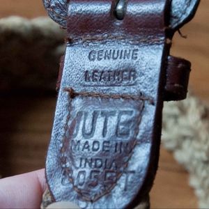 Vintage | Accessories | Vintage Leather Jute Belt Made In India | Poshmark